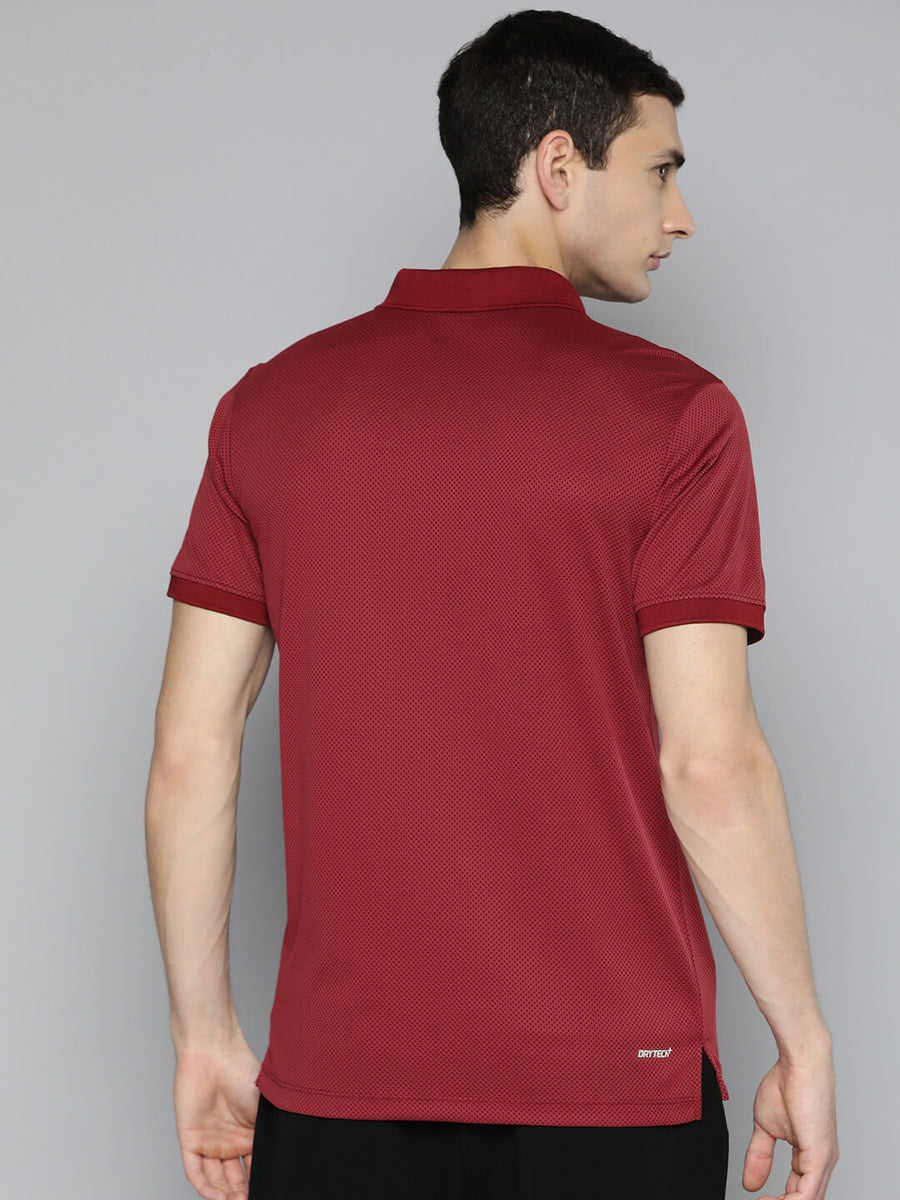 Alcis Men Red Polo Collar Dry Tech Slim Fit Sports T-shirt AAMPOLSM00059204