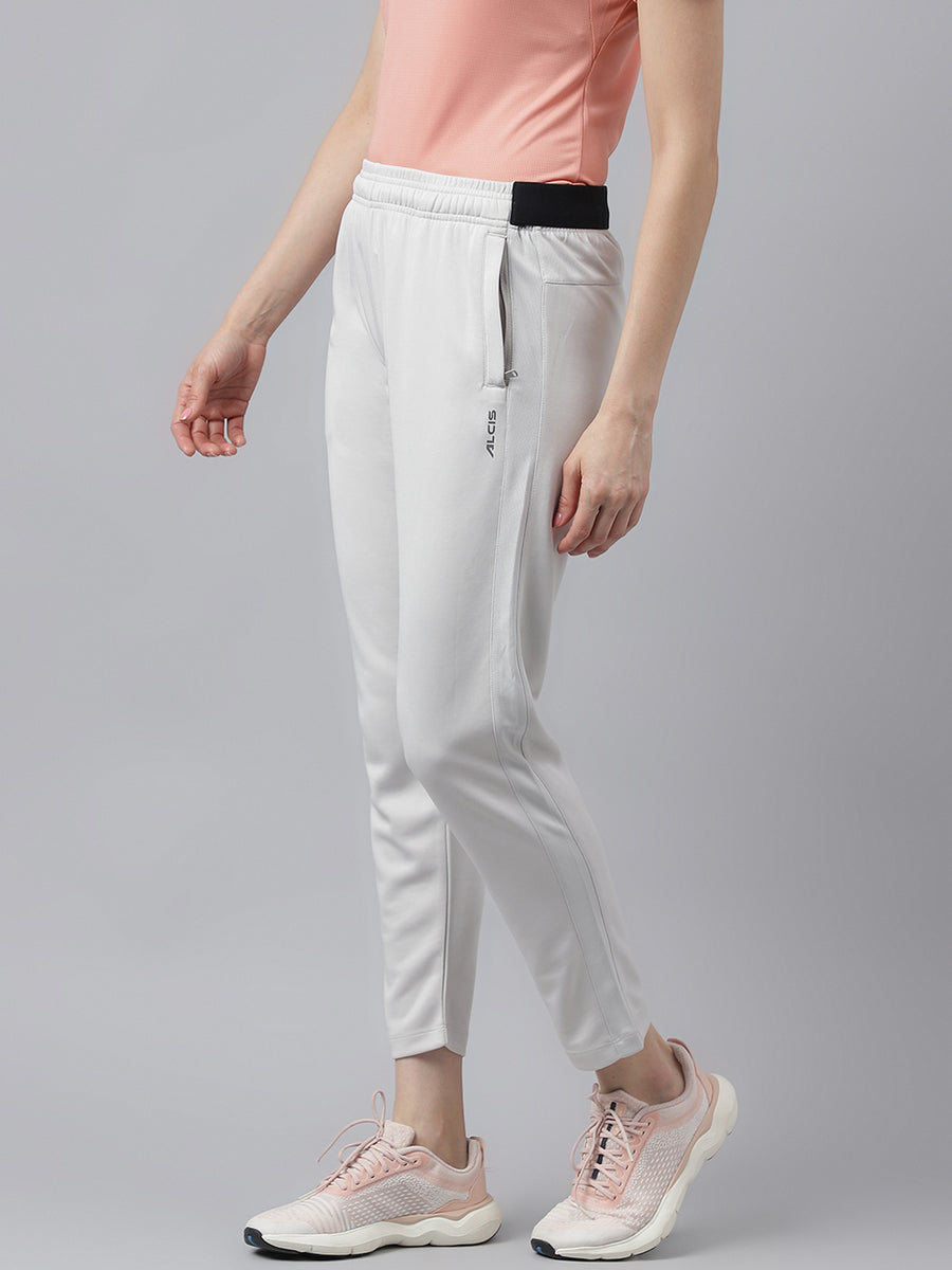 Alcis Women's Light Grey Anti-Static Drytech+ Slim-Fit Running Track P