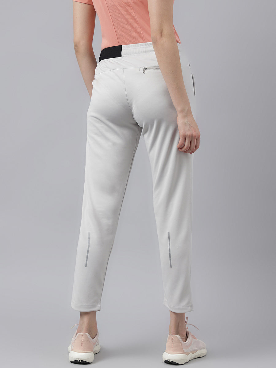 Alcis Women's Light Grey Anti-Static Drytech+ Slim-Fit Running Track P